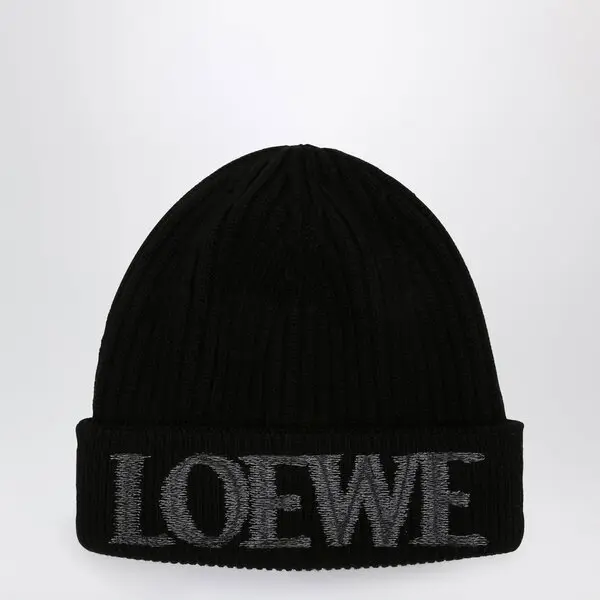 Loewe Wool Beanie With Embroidered Logo - Black