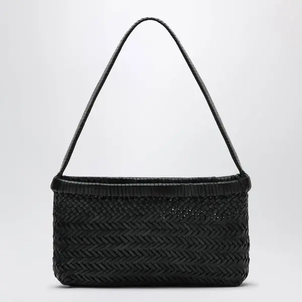 Manebí Woven Leather Shoulder Bag - Black