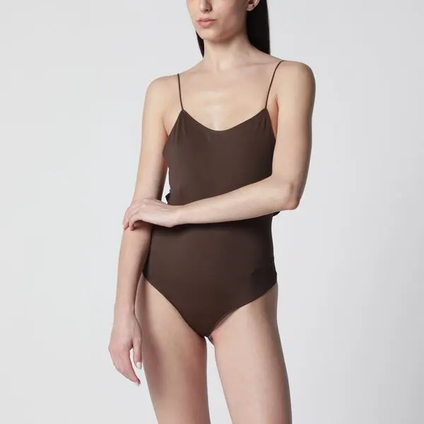 Jacquemus Cabana Swimsuit With Ruffles - Brown