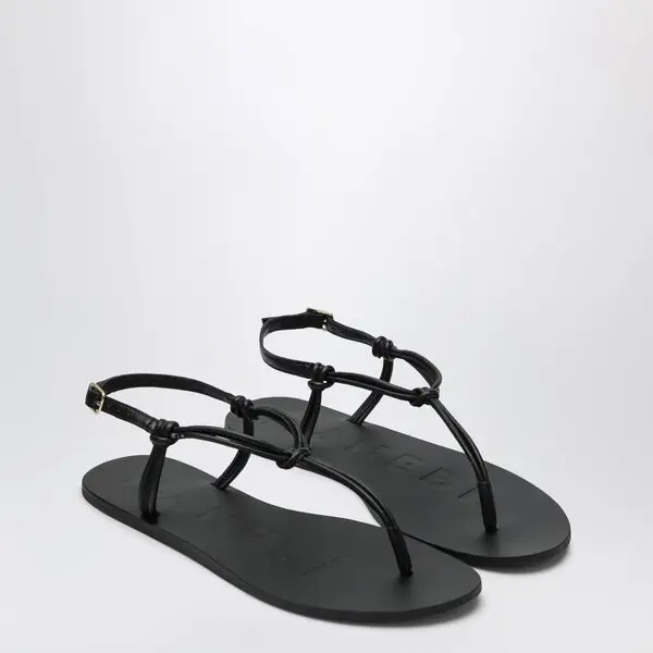 Manebí Manebì Leather Flip-flops With Knot Detail And Adjustable Strap - Black