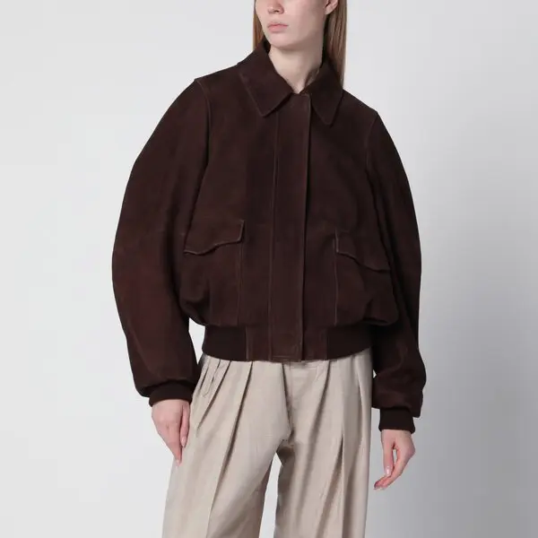 Loewe Suede Bomber Jacket - Brown