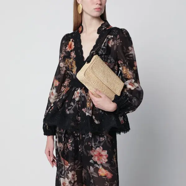 Manebí Raffia And Leather Shoulder Bag