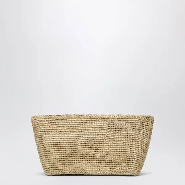 Manebí Raffia Clutch With Logo Embroidery