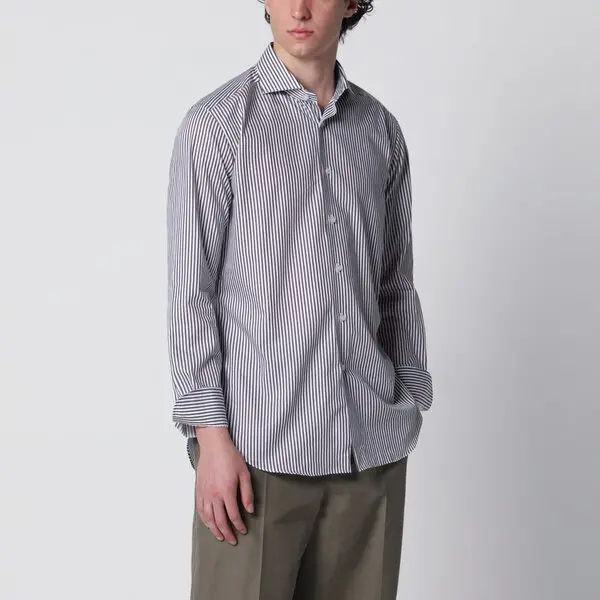 XACUS White/brown Striped Travel Shirt