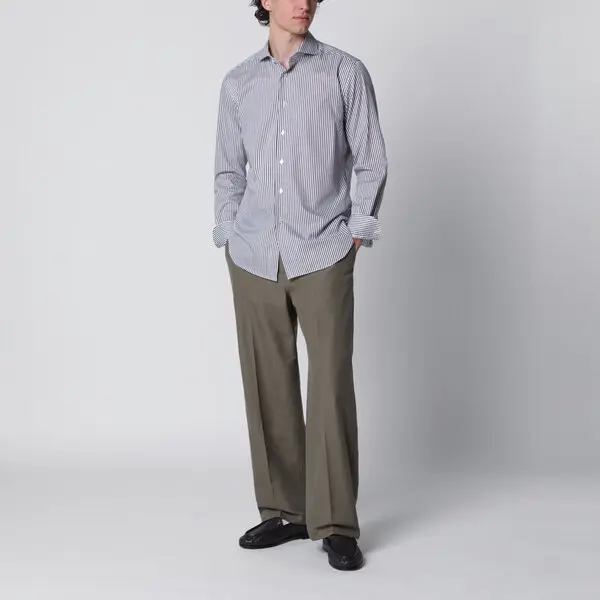 XACUS White/brown Striped Travel Shirt