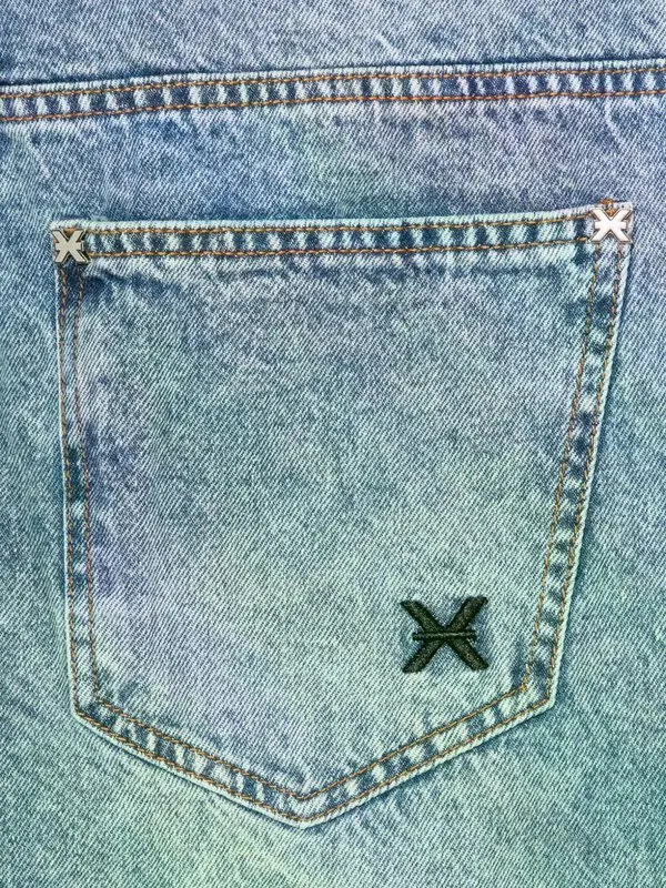 John Richmond Logo-embroidered Acid Wash Jeans
