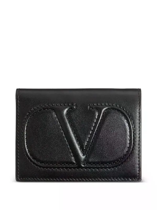 Valentino Garavani Small Vlogo Wallet In Calfskin - Black
