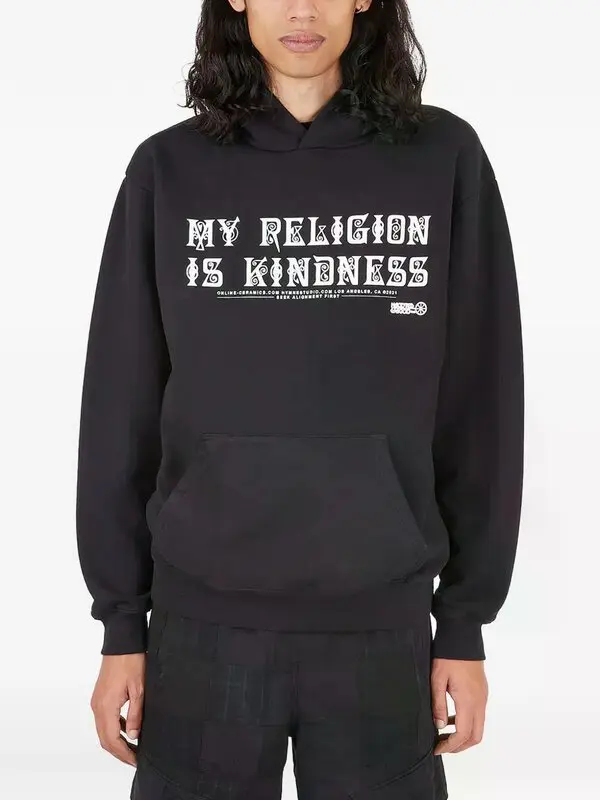 HYMNE Graphic Print Kangaroo Pocket Hoodie