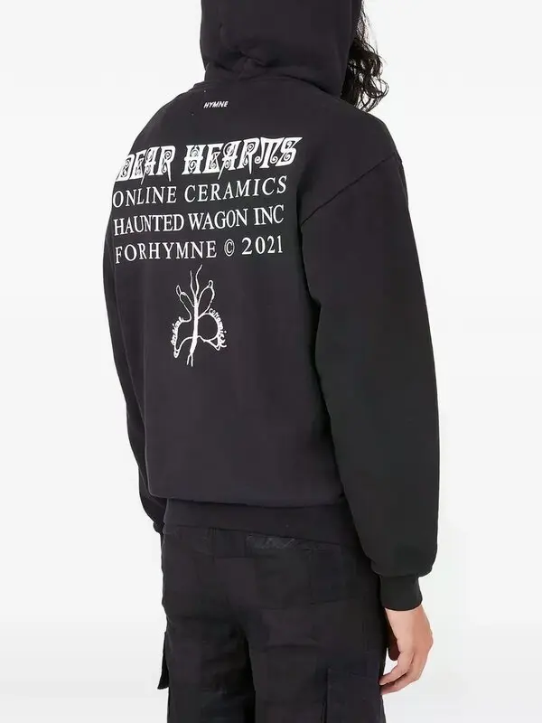 HYMNE Graphic Print Kangaroo Pocket Hoodie