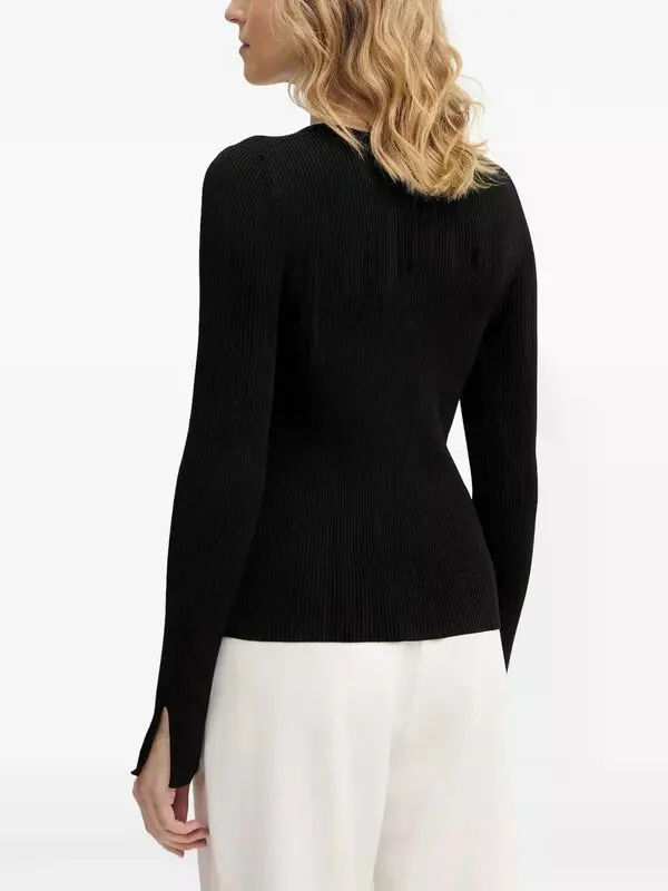 Guess Ribbed Knit Long-sleeved Cardigan - Black