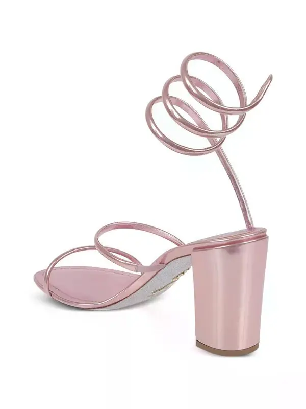 Rene Caovilla Cleo Metallic Leather Heeled Sandals