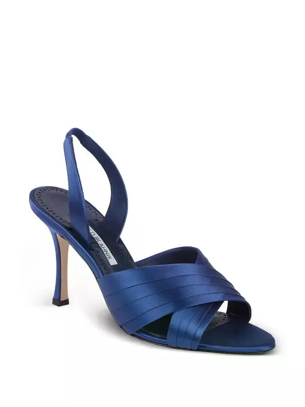 Manolo Blahnik Vierasan Pleated Crossover-strap Sandals - Blue