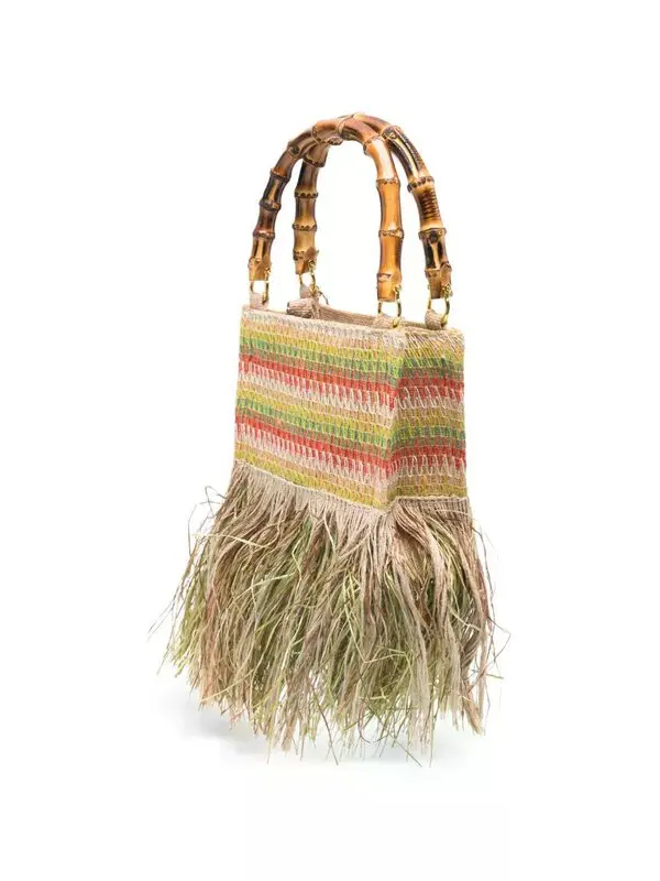 LA MILANESA Begonia Fringed Tote Bag - Neutrals