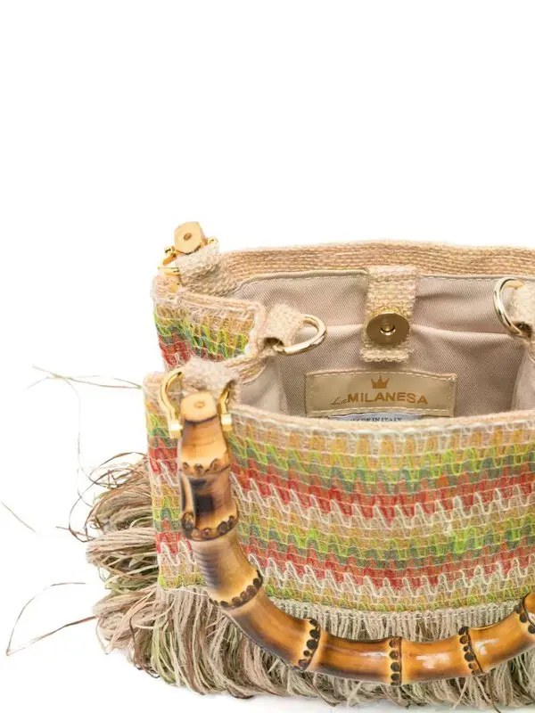 LA MILANESA Begonia Fringed Tote Bag - Neutrals