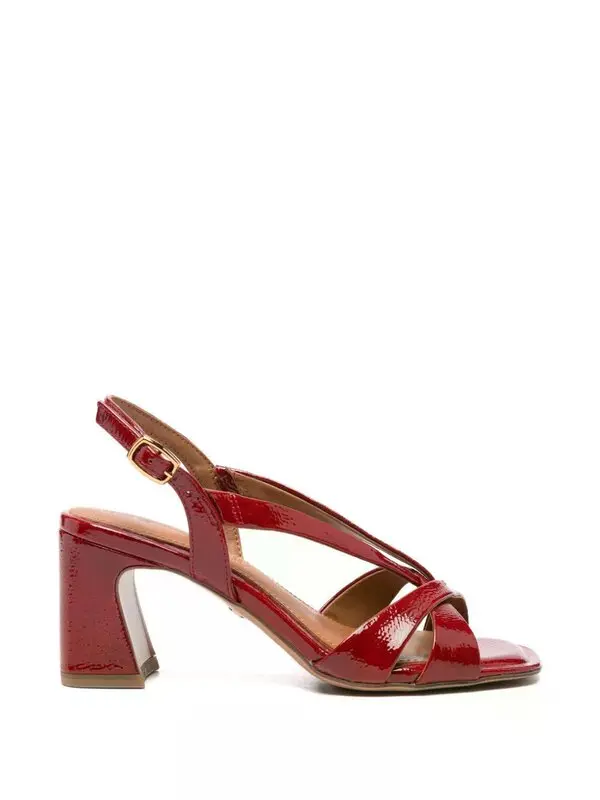 TAMARIS Crinkled-patent Crossover-strap Sandals - Red