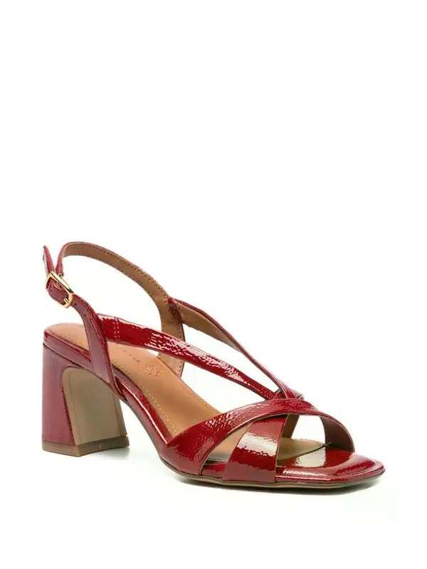 TAMARIS Crinkled-patent Crossover-strap Sandals - Red