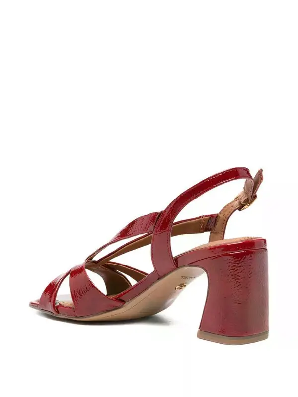 TAMARIS Crinkled-patent Crossover-strap Sandals - Red