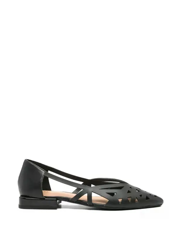 GIOSEPPO Bumala Cut-out Leather Ballet Flats - Black