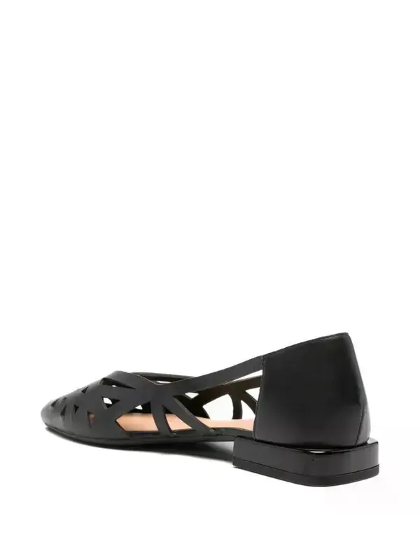 GIOSEPPO Bumala Cut-out Leather Ballet Flats - Black