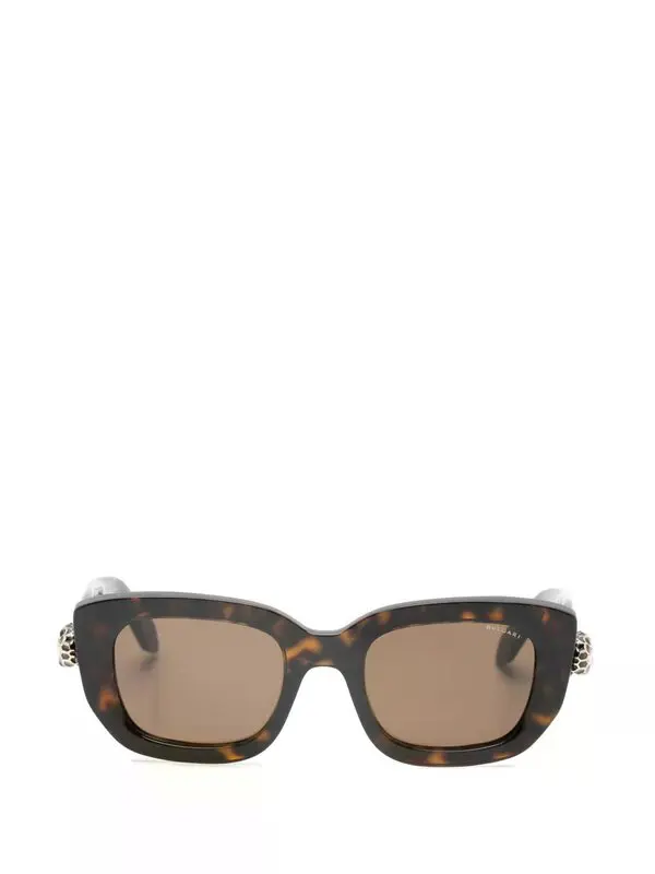 BVLGARI Logo Detail Rectangle Sunglasses - Brown