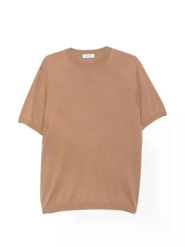 KANGRA Fine-knit Crew-neck T-shirt - Neutrals