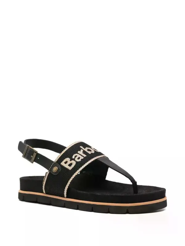 Barbour Lumley Logo-embroidered Slingback Sandals