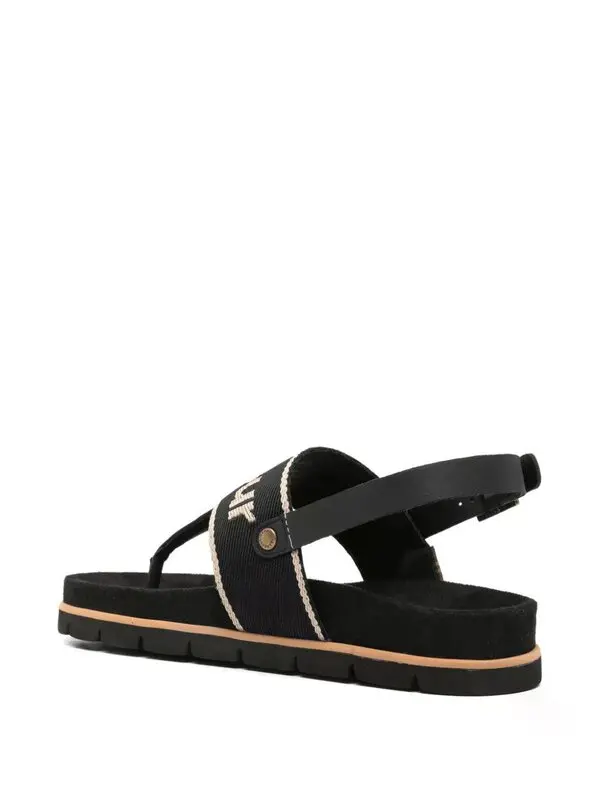 Barbour Lumley Logo-embroidered Slingback Sandals