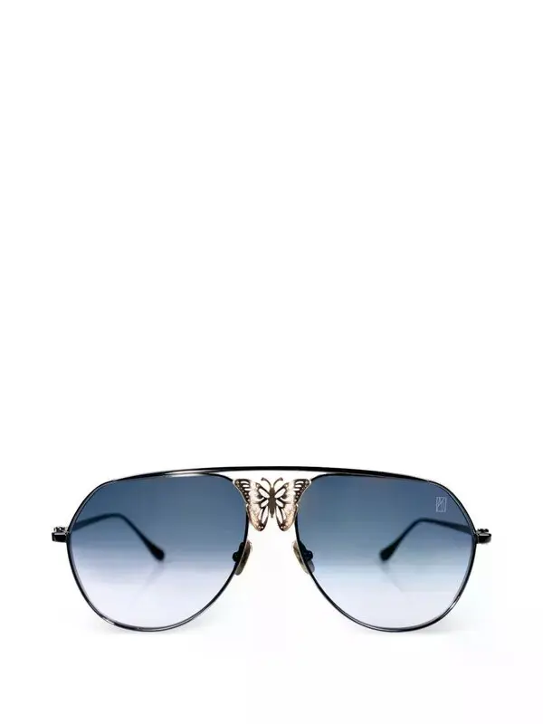 Anna-Karin Karlsson Butterfly Embellished Aviator Sunglasses - Black