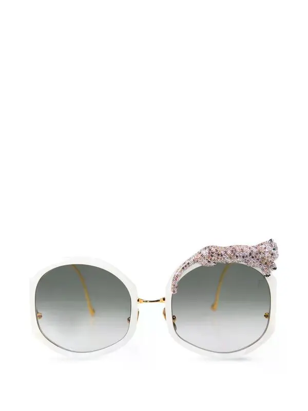 Anna-Karin Karlsson Embellished Leopard Sunglasses - White