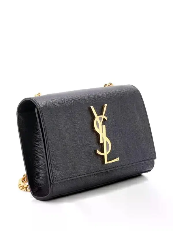 Saint Laurent Classic Monogram Grainy Leather Small Crossbody Bag - Black