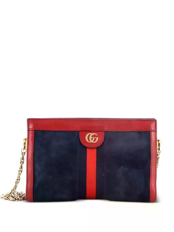 Gucci Ophidia Chain Suede Small Shoulder Bag - Blue