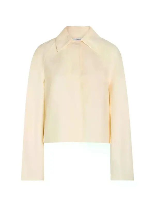 Another Tomorrow Concealed-fastening Cropped Jacket - Neutrals