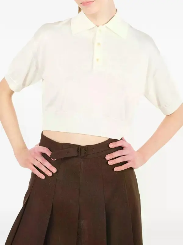 Auralee Silk Cropped Polo Shirt
