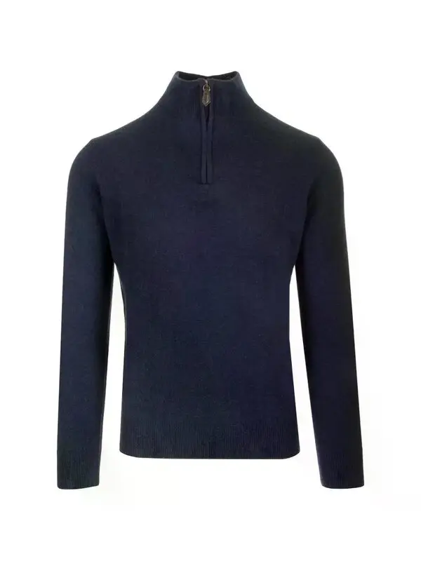 AL DUCA D’AOSTA 1902 Navy Cashmere Zip-fastening Jumper