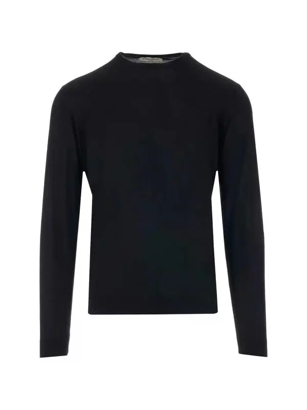 AL DUCA D’AOSTA 1902 Navy Blue Fine Knit Crew Neck Long Sleeve Sweater