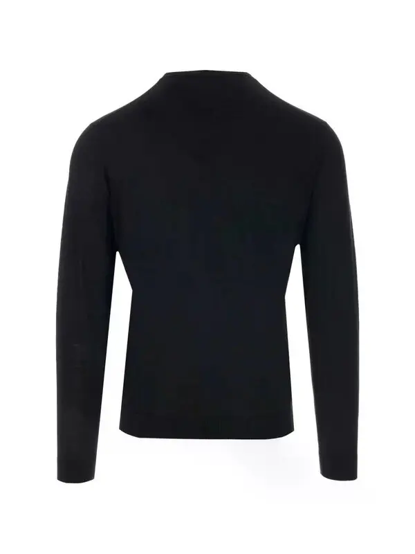 AL DUCA D’AOSTA 1902 Navy Blue Fine Knit Crew Neck Long Sleeve Sweater