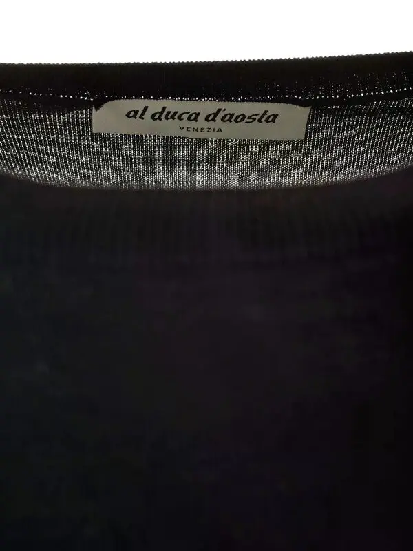 AL DUCA D’AOSTA 1902 Navy Blue Fine Knit Crew Neck Long Sleeve Sweater