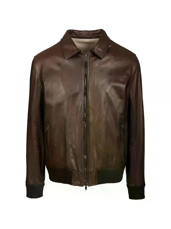 AL DUCA D’AOSTA 1902 Ribbed-trim Leather Jacket