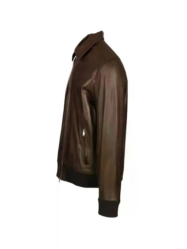 AL DUCA D’AOSTA 1902 Ribbed-trim Leather Jacket