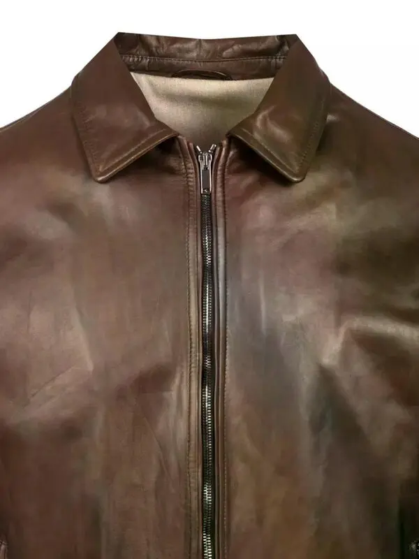 AL DUCA D’AOSTA 1902 Ribbed-trim Leather Jacket