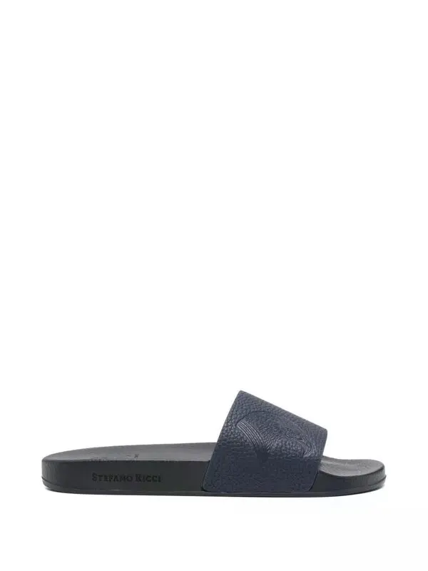Stefano Ricci Eagle Embossed Leather Slides