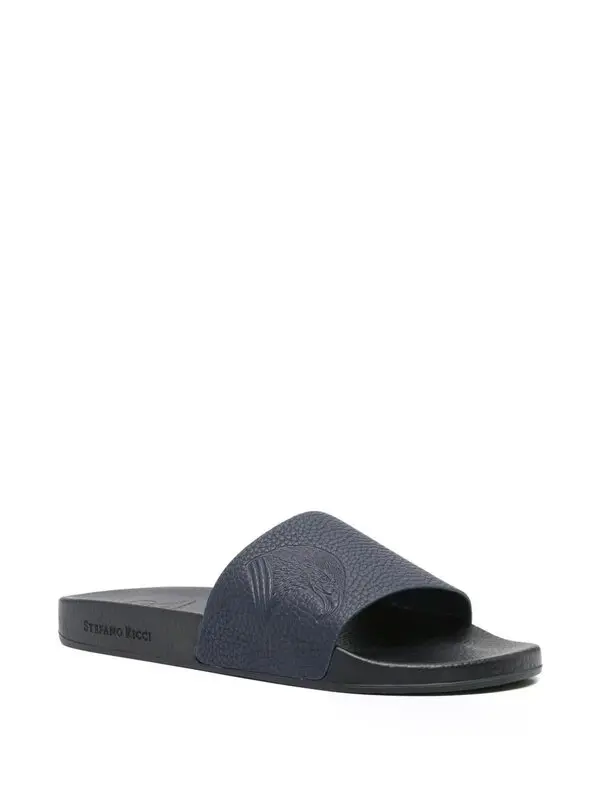Stefano Ricci Eagle Embossed Leather Slides