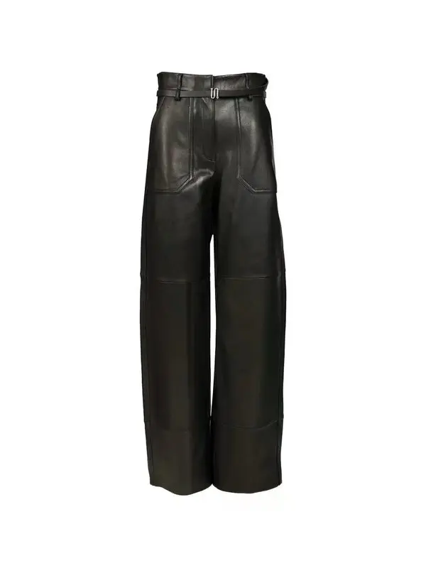Sportmax Belted Leather Wide Leg Trousers