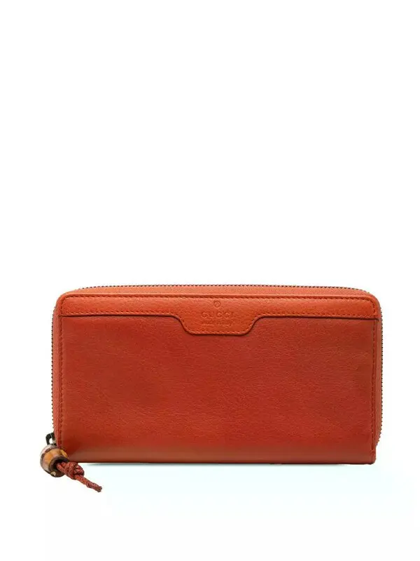 Gucci 2000-2015 Leather Bamboo Zip Around Wallet Long Wallets - Orange