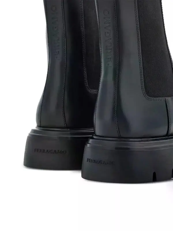FERRAGAMO Logo-debossed Leather Boots
