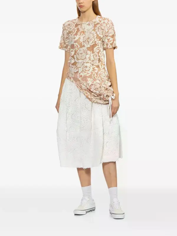 Comme Des Garçons Floral Embroidered Asymmetrical Blouse