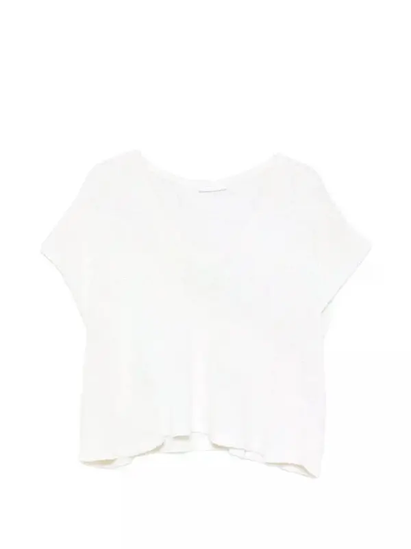 Fedeli V-neck Short-sleeve Knit Sweater - Neutrals