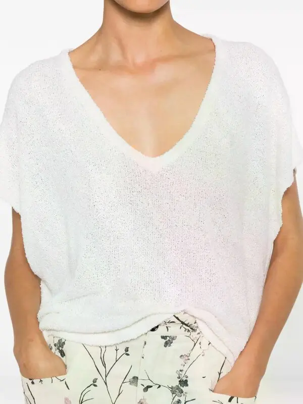 Fedeli V-neck Short-sleeve Knit Sweater
