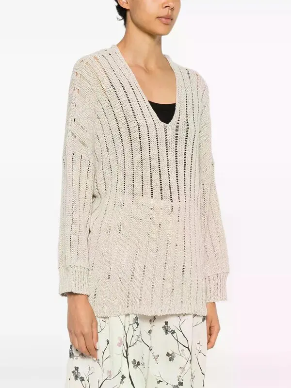 Fedeli Open-knit V-neck Sweater