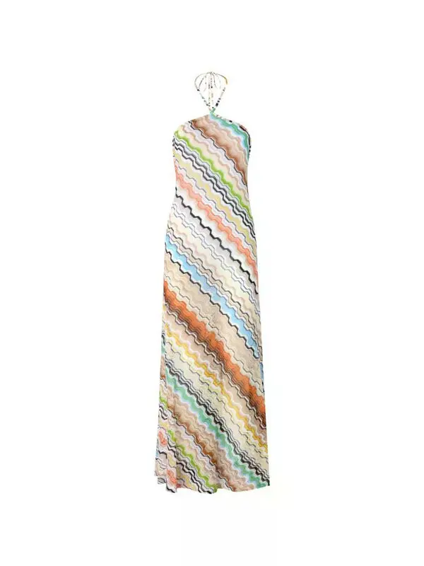 Missoni Zigzag Pattern Halterneck Maxi Dress - Neutrals